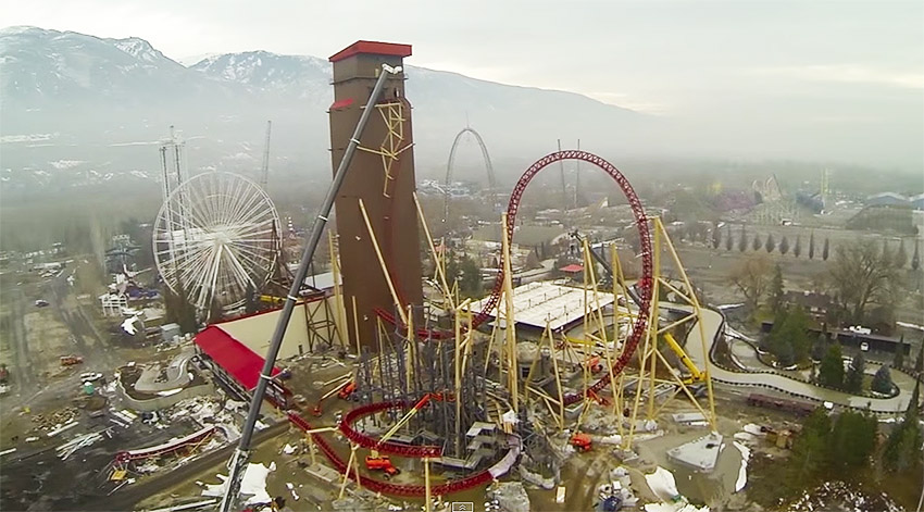 Amazing Aerial Footage of Lagoon's Cannibal - Coaster101