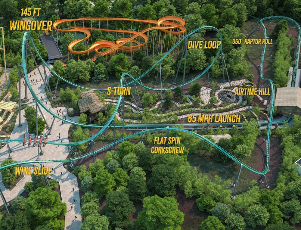 Kings Dominion Opening Rapterra Launched Wing Coaster in 2025 - Coaster101