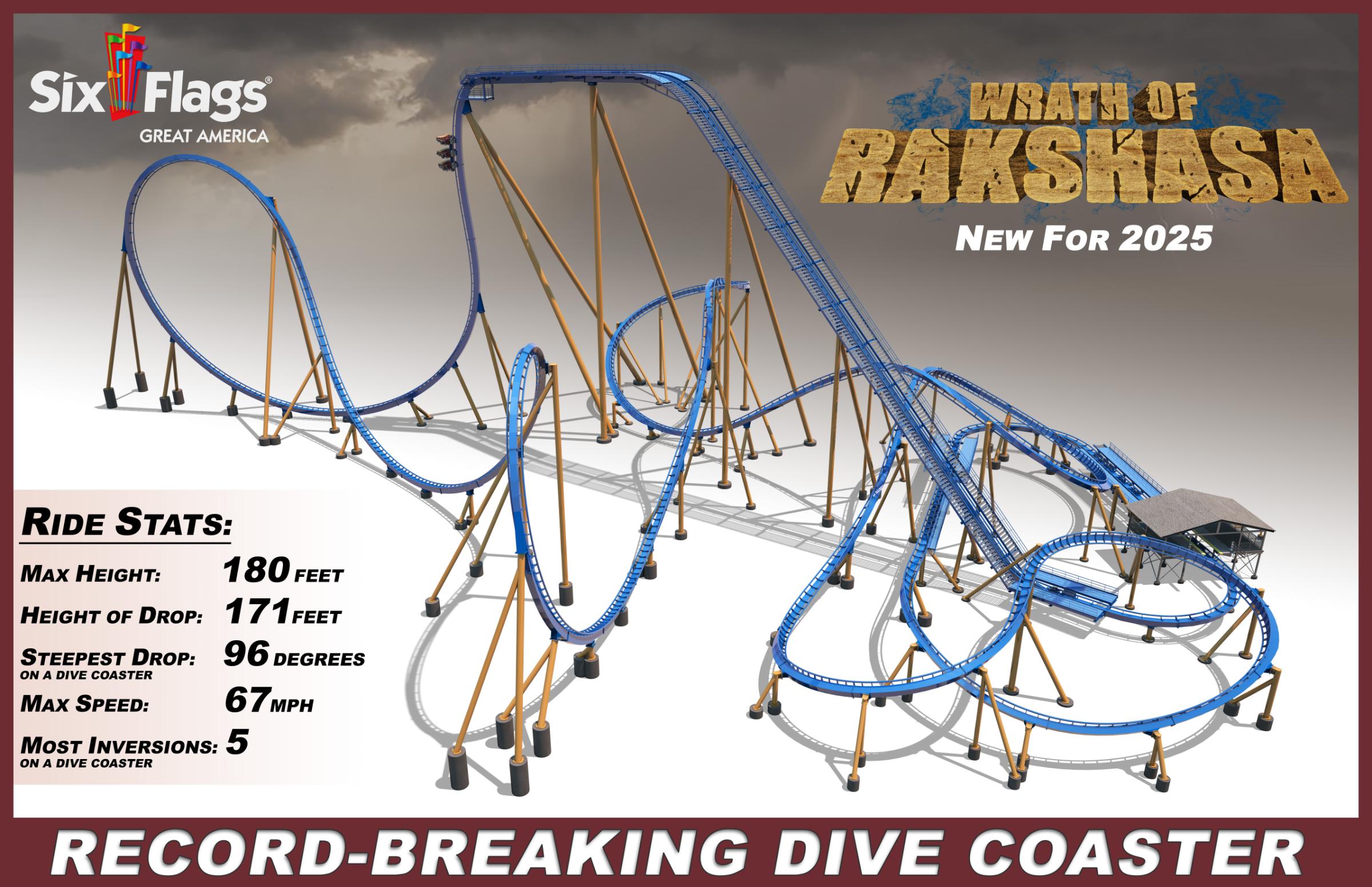 Six Flags Great America Announces Wrath of Rakshasa Dive Coaster for ...