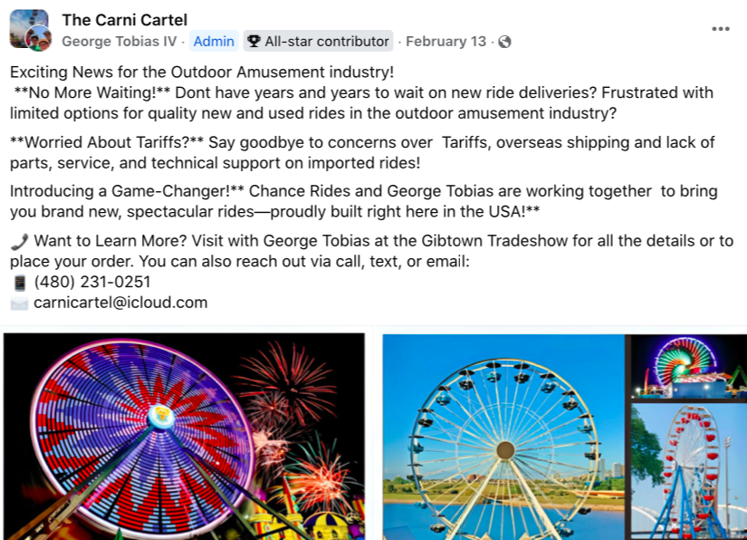 Back in Business: Chance Rides resumes selling Carnival Rides - Coaster101